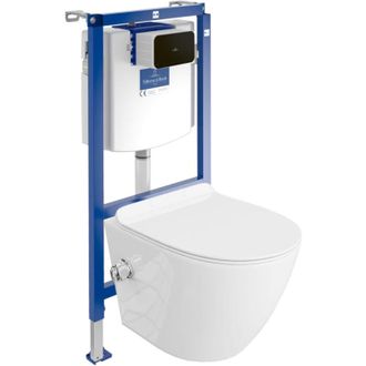 Domino Villeroy&boch wc Set mit Vorwandelement, Wand-WC und Sp&uuml;lknopf