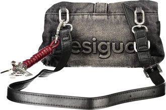 Desigual Sac pochette micro effet denim logo moiti&eacute; - Femme - Sacs - Noir - Taille: ONE Size