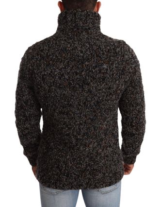 Dolce & Gabbana Mens Wool-Blend Turtleneck Gray Virgin Cashmere