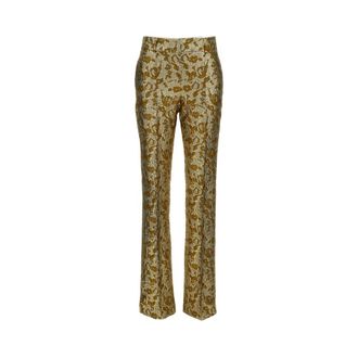 Des_Phemmes DES Phemmes, Femme, Pantalons, Jaune, Taille: 38 FR Jacquard Straight-Leg Tailored Suit Pant