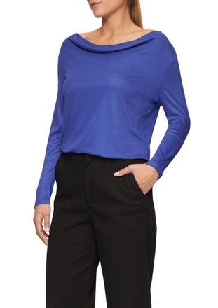 s.Oliver Seitlich geschlitztes Jersey-Shirt mit Wasserfall-Ausschnitt