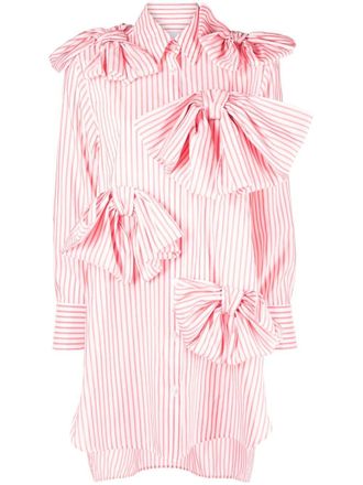 Viktor & Rolf robe-chemise Bow-Terfly &agrave; rayures - Rose