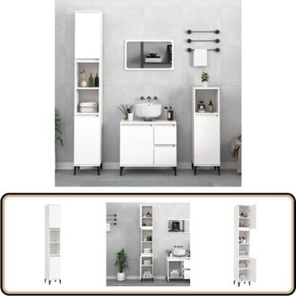 vidaXL Badschrank Weiß 30x30x190 cm Holzwerkstoff - Badezimmermöbel - Holzwerkstoff - Badschrank - Spiegelschrank - Unterschrank