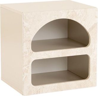 Asir Group LLC Table de chevet avec rangements - Beige effet marbre - LUELA