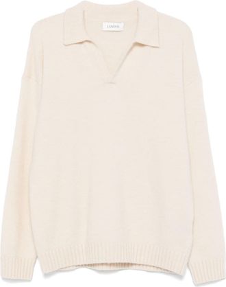 Laneus Polo-Pullover mit gebürstetem Finish - Weiß
