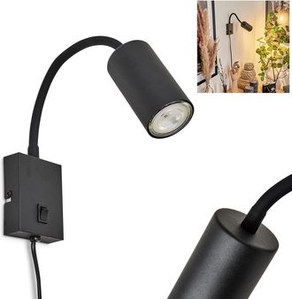 HOFSTEIN Wandleuchte Javel, verstellbare Wandlampe aus Metall in Schwarz-matt, 1-flammig, 1 x GU10, ohne Leuchtmittel, moderne Leselampe mit verstellbarem Lese