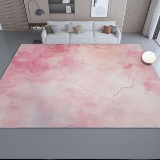 Generic Rose Tapis de Salon Chambre, Onirique Romantique Aquarelle Lavable en Machine Super Doux Antid&eacute;rapant Tapis 100 x 150 cm - Poils Ras Doux pour Salle &agrave;