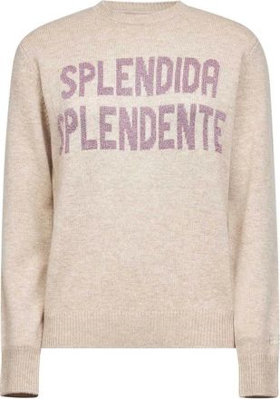 MC2 Saint Barth Femme, Pulls, Beige, Taille: 40 FR Pull Beige avec Lettrage Lurex