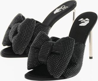 Off-white Solid-Color Mules With Bow Embellished With Rhinestones and Iconic Allen Heel 10 cm Off-White
