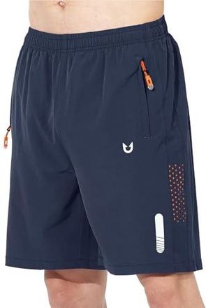Generic Short à séchage rapide pour homme - Short de course pour homme avec poches zippées - Short de sport respirant à séchage rapide - Short décontracté lég
