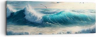 Arttor Panorama Bilder auf Leinwand Meer Wellen Strand Leinwandbild 90x30cm Wandbilder Dekoration Wohnzimmer Schlafzimmer K&uuml;che Klein Wanddeko Bild Wand Kuns