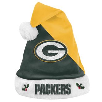 Foco Green Bay Packers NFL 2021 Colorblock Santa Hat - St&uuml;ck
