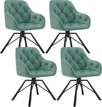 Woltu Esszimmerstühle drehbar 4er Set, Armlehnstühl 360° drehbar, Essstühl, Küchenstühl, Polsterstühl, Armlehnstühl, für Esszimmer Küche, mit Metallbeinen S