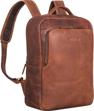 STILORD S&ouml;ren Business Rucksack Leder mit Laptop-Fach 15-16 Zoll Vintage Lederrucksack gro&szlig; Business Rucksack Herren und Damen Tagesrucksack Echtleder, Farbe: