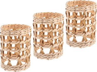 DOITOOL 3 Stück Teiliges Handgewebte Becherhüllen aus Stroh Hitzeschützende rutschfeste Trinkglas abdeckungen Vielseitige Dekorative Flaschenschutzhüllen für 