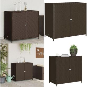 vidaXL Gartenschrank Braun 83x45x76 cm Poly Rattan - Outdoor-Schrank - Gartenschrank - Stauraum - Gartenorganisation - Rattan Gartenmöbel - Home & Living