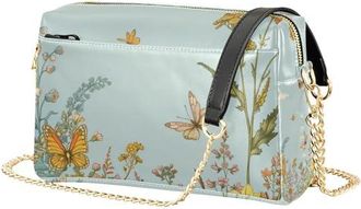 Mnsruu Sacs à bandoulière en cuir pour femme, marguerites, papillons et fleurs