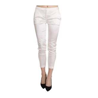 Elisabetta Franchi Femme, Pantalons, Blanc, Taille: 38 FR Pantalon Skinny Court Taille Basse