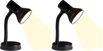 Brilliant Junior Tischlampe schwarz - Schreibtischlampe mit Flexarm & Kippschalter - E27 Fassung, LED geeignet - moderne Leselampe (Packung mit 2)