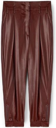 Motivi Femme, Pantalons, Brun, Taille: 42 FR Pantalon pliss&eacute; en tissu enduit