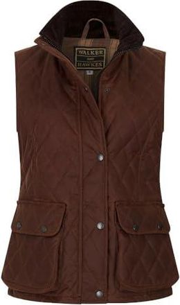 Walker and Hawkes Gilet Matelassé Haxby en Cire pour Femmes - Chestnut Brown - 18