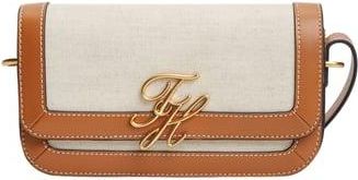 Tommy Hilfiger Sac &agrave; main &agrave; logo dor&eacute; en coton et cuir