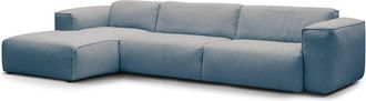 Studio Copenhagen home24 Ecksofa 3-Sitzer mit Longchair Blau Webstoff Saia 317cm Longchair davorstehend links Modern