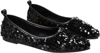 Minetom Femmes Ballerines à Bout Pointu Confortable Paillettes Fête Soirée Mariage Chaussures Plates à Enfiler A Noir 39 EU