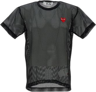 Comme Des Gar&ccedil;ons Homme, Tops, Noir, Taille: XL Mesh logo-patch T-shirt