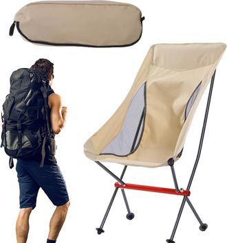 Generic Klappbarer Campingstuhl - Tragbarer Stuhl Zum Sitzen | Platzsparender Sitz f&uuml;r Backpacking | F&uuml;r Camping Wanderung Picknick Terrasse Balkon Garten Gar