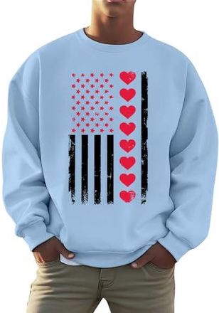 Generic 2026 Sweat-shirt d&eacute;contract&eacute; &agrave; col rond pour homme et femme Motif lettres imprim&eacute;es, bleu clair, 3XL