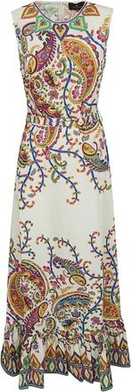 Etro Femme, Robes, Multicolore, Taille: 38 FR Robe Maxi Trap&egrave;ze avec Ceinture et Volant &agrave; lOurlet