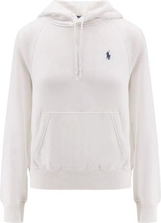 Polo Ralph Lauren Femme, Sweatshirts et sweats &agrave; capuche, Blanc, Taille: 38 FR Hooded Cotton SweaT-shirt