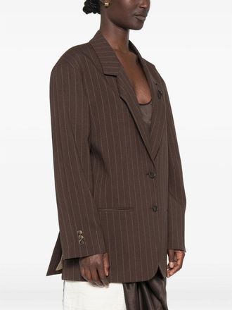Lardini Pinstripe Virgin Wool Blazer - Brown