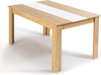IDMarket Table à Manger Rectangle Georgia 6 Personnes Imitation hêtre et Blanche 140 x 90 cm