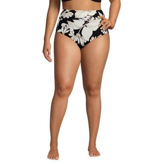 Lands End Bikinihose zum Umschlagen, High Waist,, Damen, Gr&ouml;&szlig;e:52 plus, Schwarz, Elasthan/Nylon-Mischung, by Lands End