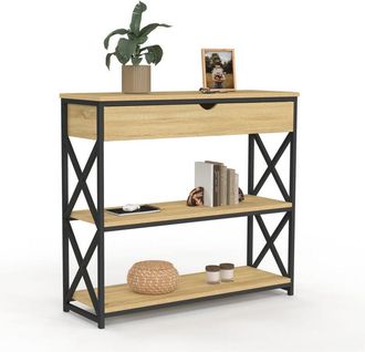 IDMarket Konsole 1 Schublade WAYNE 2 Regale Industriedesign