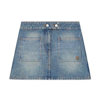 Courr&egrave;ges Femme, Jupes, Bleu, Taille: 40 FR Signature Denim Mini Skirt