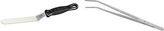 De Buyer 4231.09 -Mini spatule fkofficium Coudee arr. 9cm & 4239.15 -Pince EMB.coudeinox de Presentation 16 cm