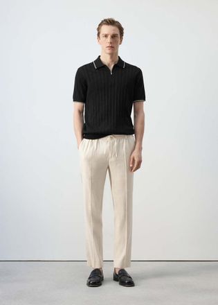 Mango Feinstrick-Poloshirt mit Rei&szlig;verschluss schwarz - Herren - XXL - MANGO MAN