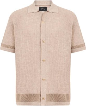 Brioni Homme, Pulls, Beige, Taille: 2XL Chemise Tricot&eacute;e Ray&eacute;e