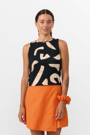 Suite13lab Damen vegan Top Mi&ntilde;o Print Stones Schwarz