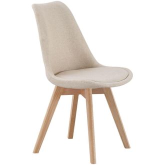 PEGANE Lot de 4 chaises de salle &agrave; manger rembourr&eacute;s coloris Beige - Longueur 48 x Largeur 54 x Hauteur 84 cm