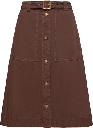 Moncler Moncler Belted Knee-length Cotton Skirt, Women, Red, Size: 42