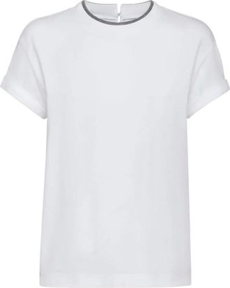 Brunello Cucinelli T-shirt en jersey avec faux effet superpos&eacute; pr&eacute;cieux - Femme - Tops - Blanc - Taille: 38 FR