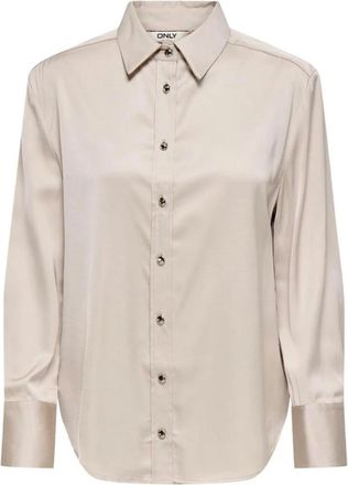 Only Only, Femme, Blouses et Chemises, Beige, Taille: 40 FR Chemise Boutonn&eacute;e &agrave; Manches Longues et Col Rond
