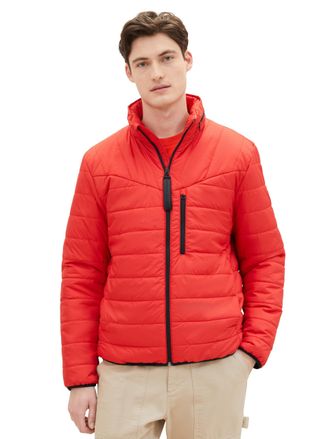 Tom Tailor Tom Tailor Denim Herren Lightweight Steppjacke mit verstaubarer Kapuze im Kragen, 11487 - Clean Red, S