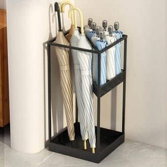 Generic Porte-parapluie en métal avec plateau dégouttement amovible de grande capacité pour une utilisation en intérieur, parfait pour lentrée et le couloir, 