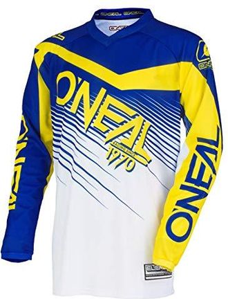 O'Neal | Maillot Motocross Manches Longues | MX Enduro | Protection coude rembourr&eacute;e, col en V, Respirant | Element Jersey Racewear | Adultes | Bleu Jaune | 