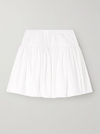 Dolce & Gabbana Mini-jupe En Popeline De Coton À Plis - Blanc